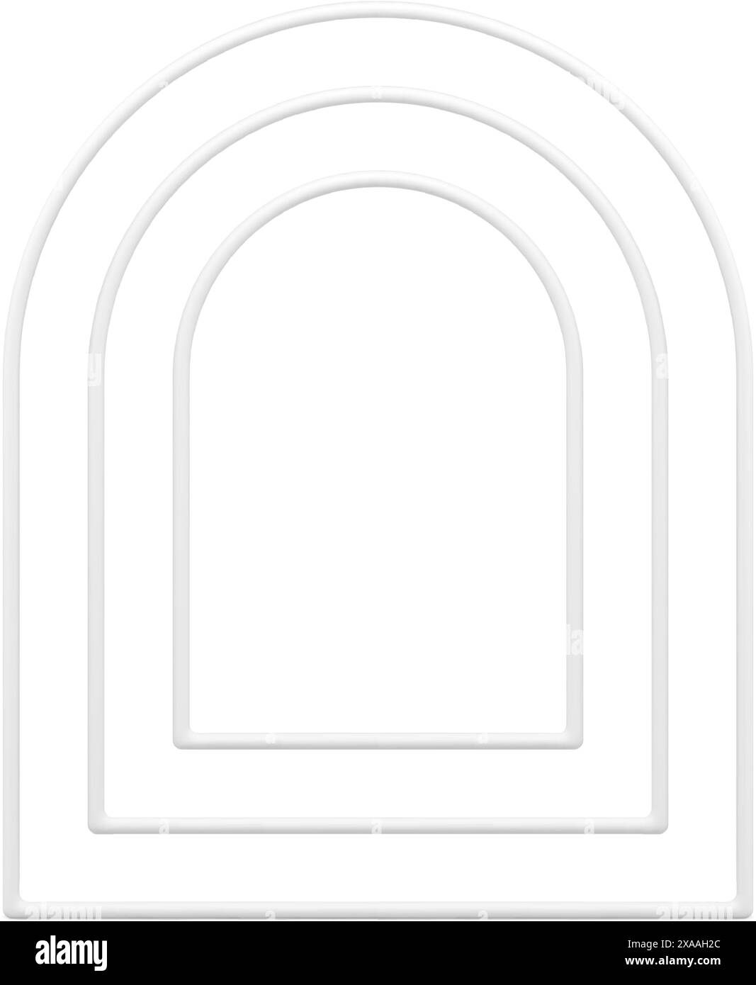 White elegant glossy realistic arch frame multilevel structure ...