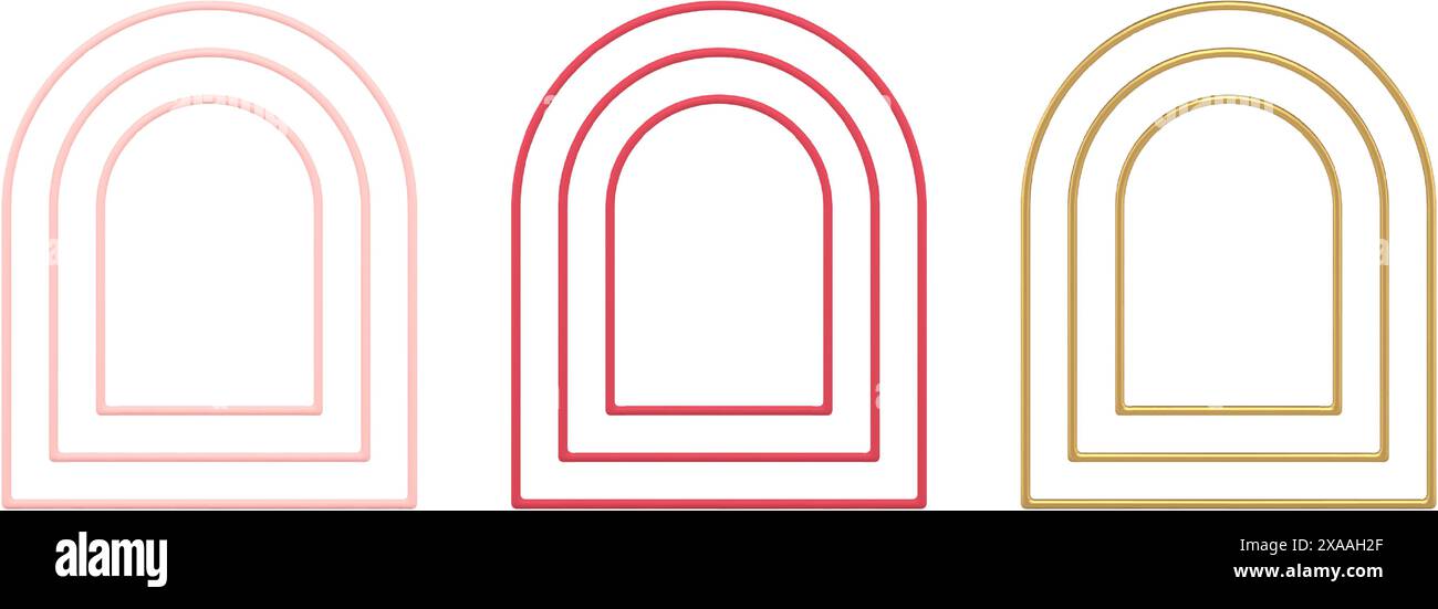 Collection realistic multilevel vertical arch semi circle contour ...