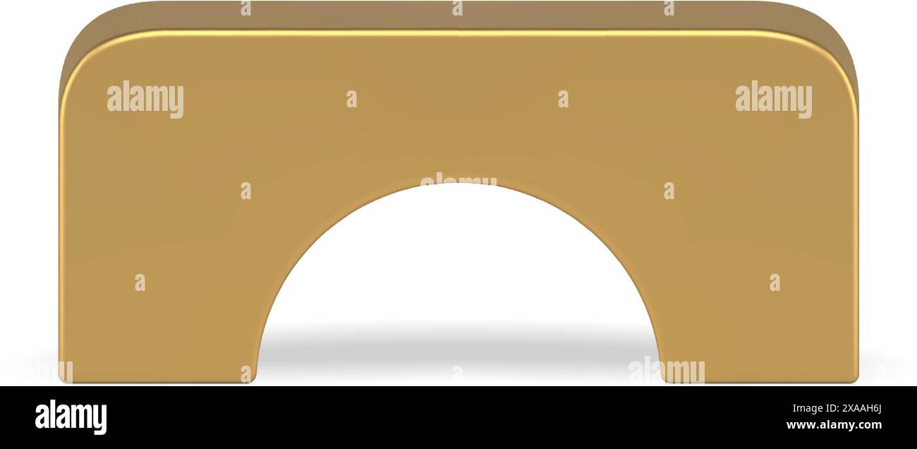 Golden rectangular arch curved metallic geometric shape decorative ...