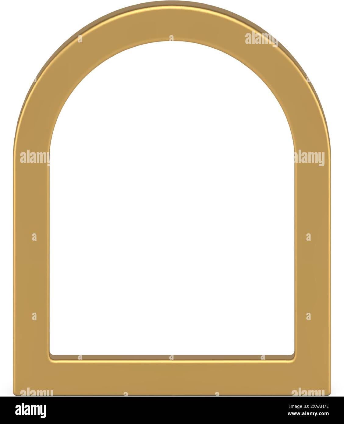 Realistic golden metallic outline frame curved arch front view 3d ...