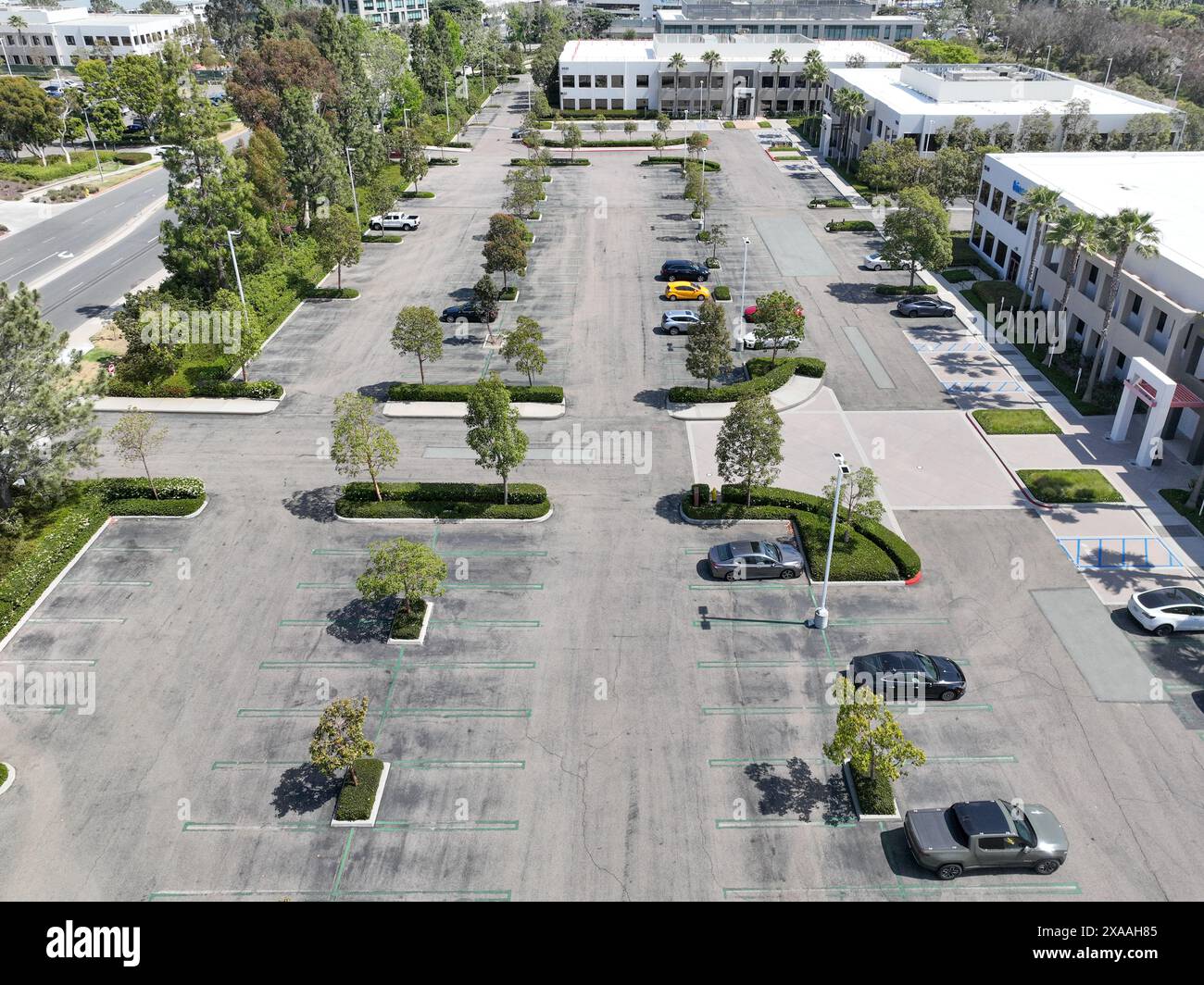 Open car parking lot viewed from above, aerial top view Stock Photo - Alamy
