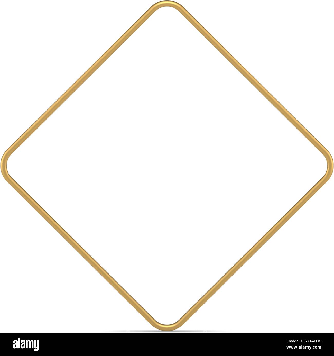 Golden rhombus metallic frame minimalist geometric shape thin boundary ...