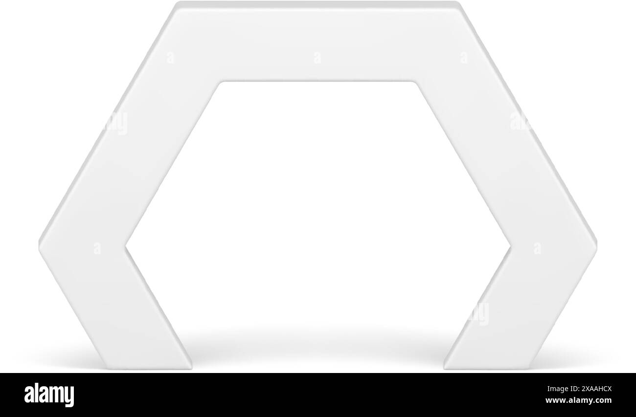 White polygonal angled arch geometric entrance exhibition front view ...