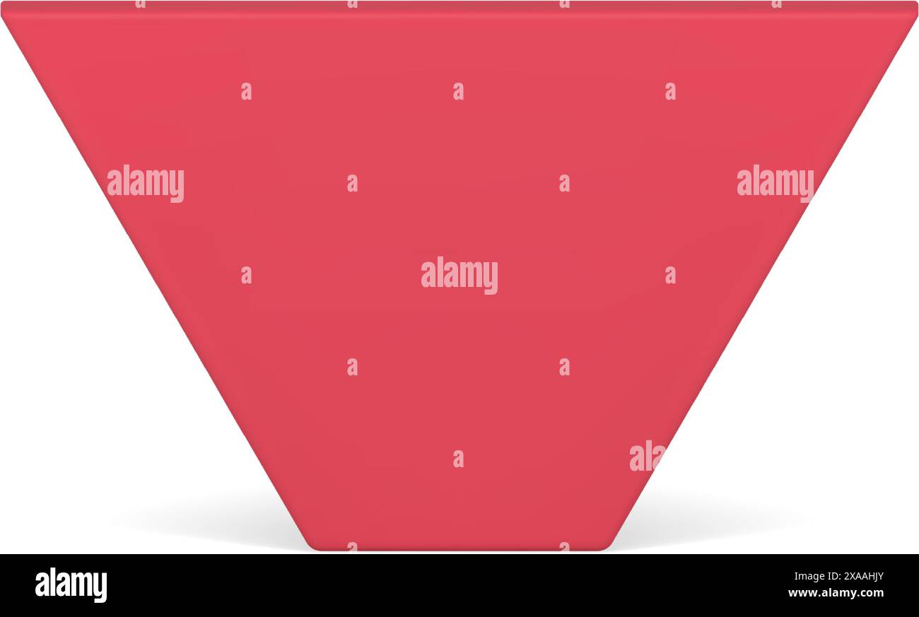 Red inverted trapezoid 3d geometric vertical wall foundation platform ...