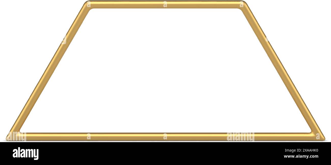 Trapezoid golden frame 3d decor element minimalist geometric shape ...