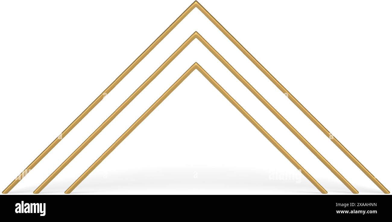 Corner arch golden metallic structure abstract triangle geometric shape ...