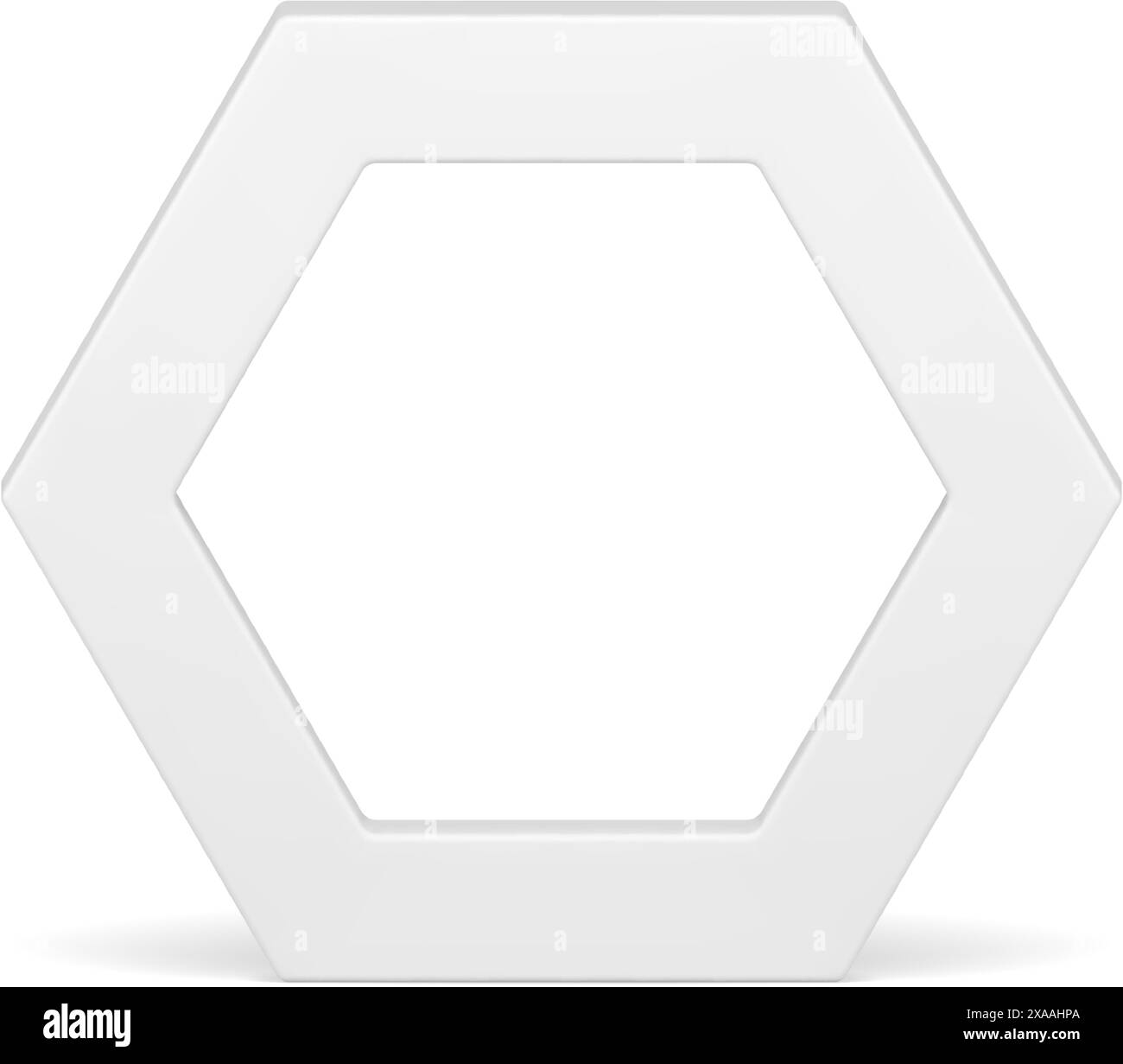 White hexagonal frame angled geometric shape decor design front view ...