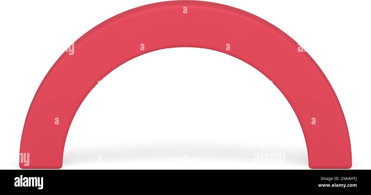Red archway curved geometric column entrance stage basic foundation 3d ...