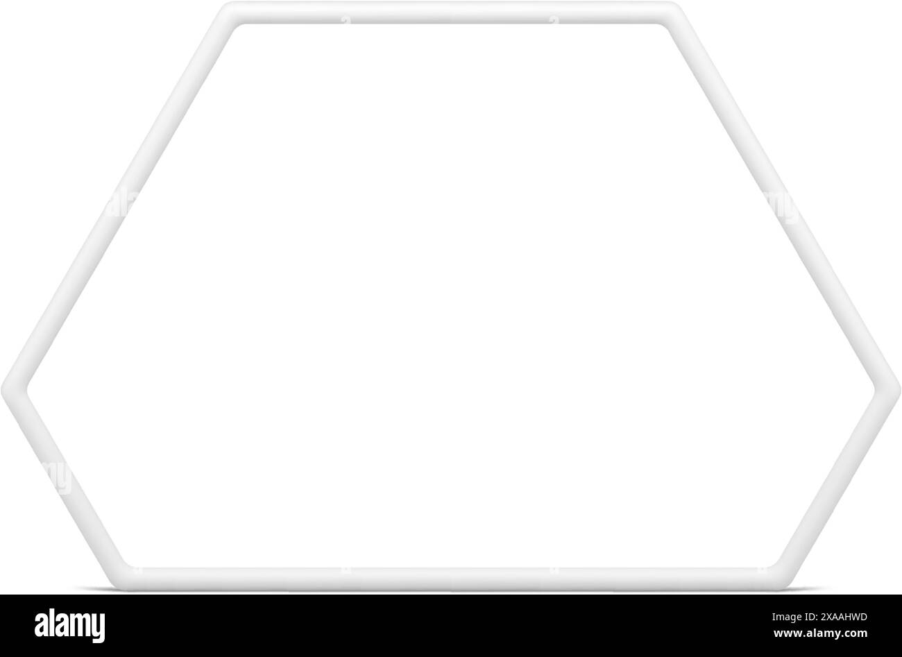 White angular hexagonal framework glossy geometric 3d element decorative design front view ...