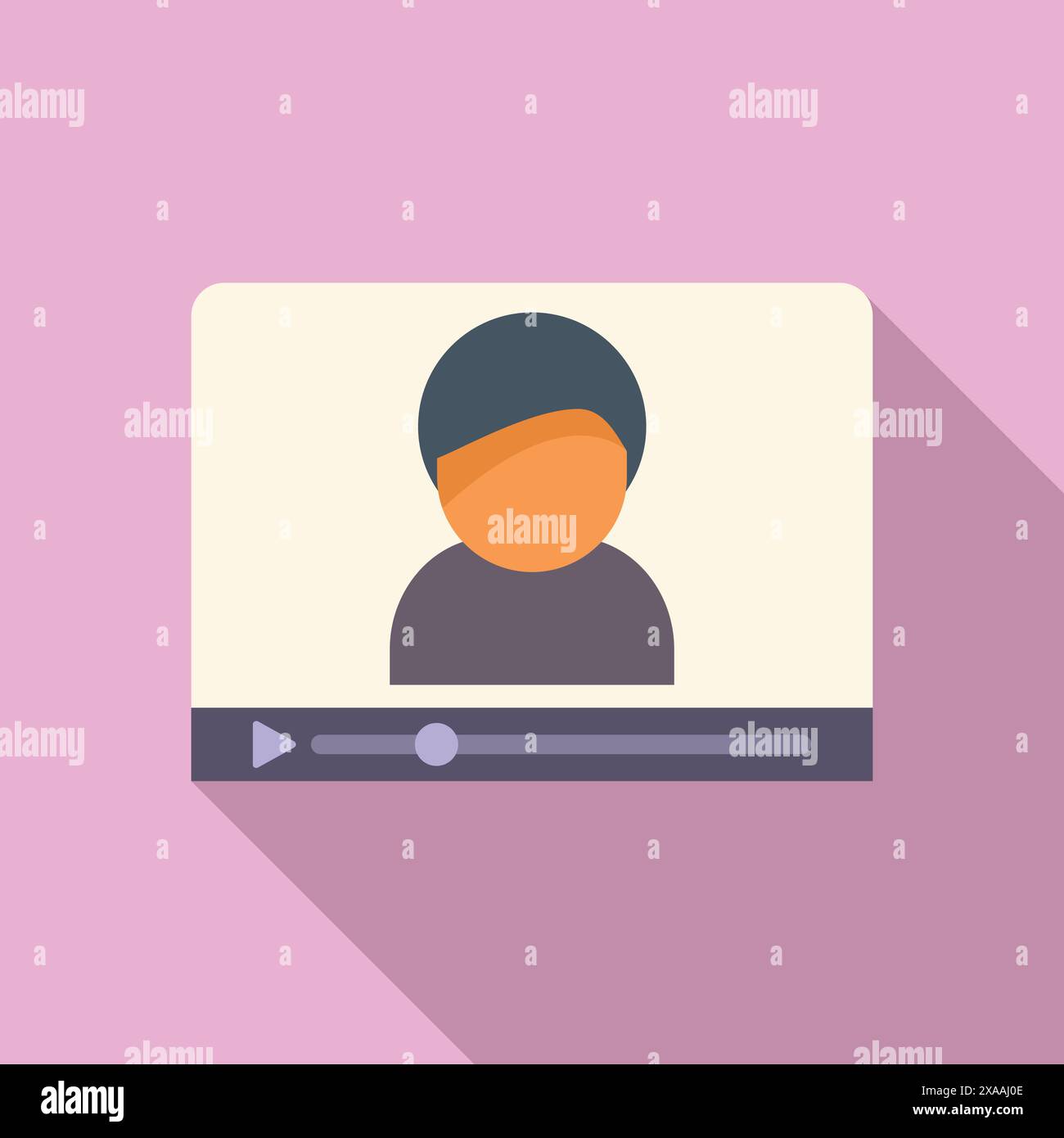 Modern flat design icon depicting a video call with a user wearing a ...
