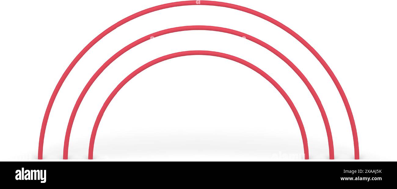 Red archway multilevel curved exit entrance semicircle 3d element ...