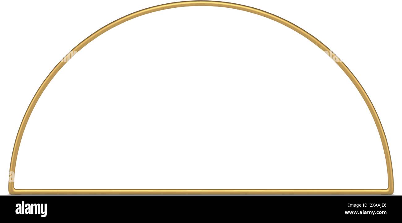 Golden premium half circle geometric frame glossy decor design 3d ...