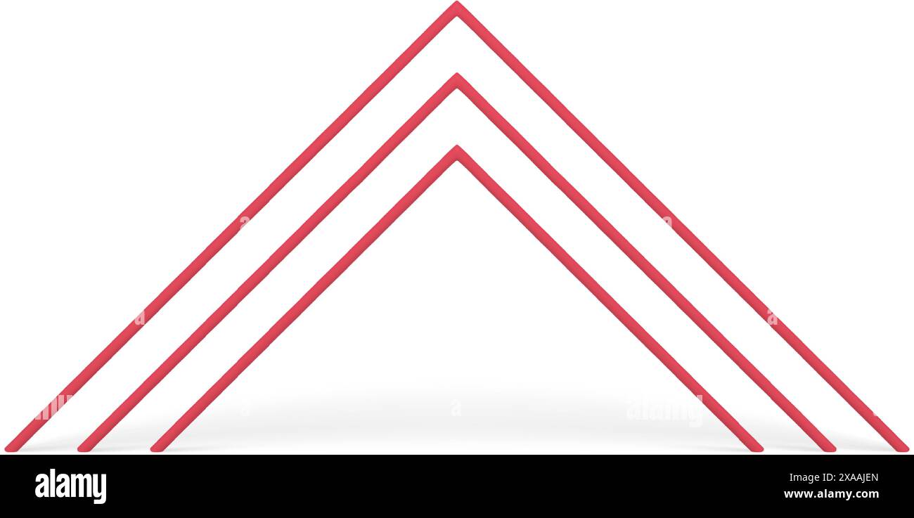 Red triangle archway multilevel corner column minimalist presentation ...