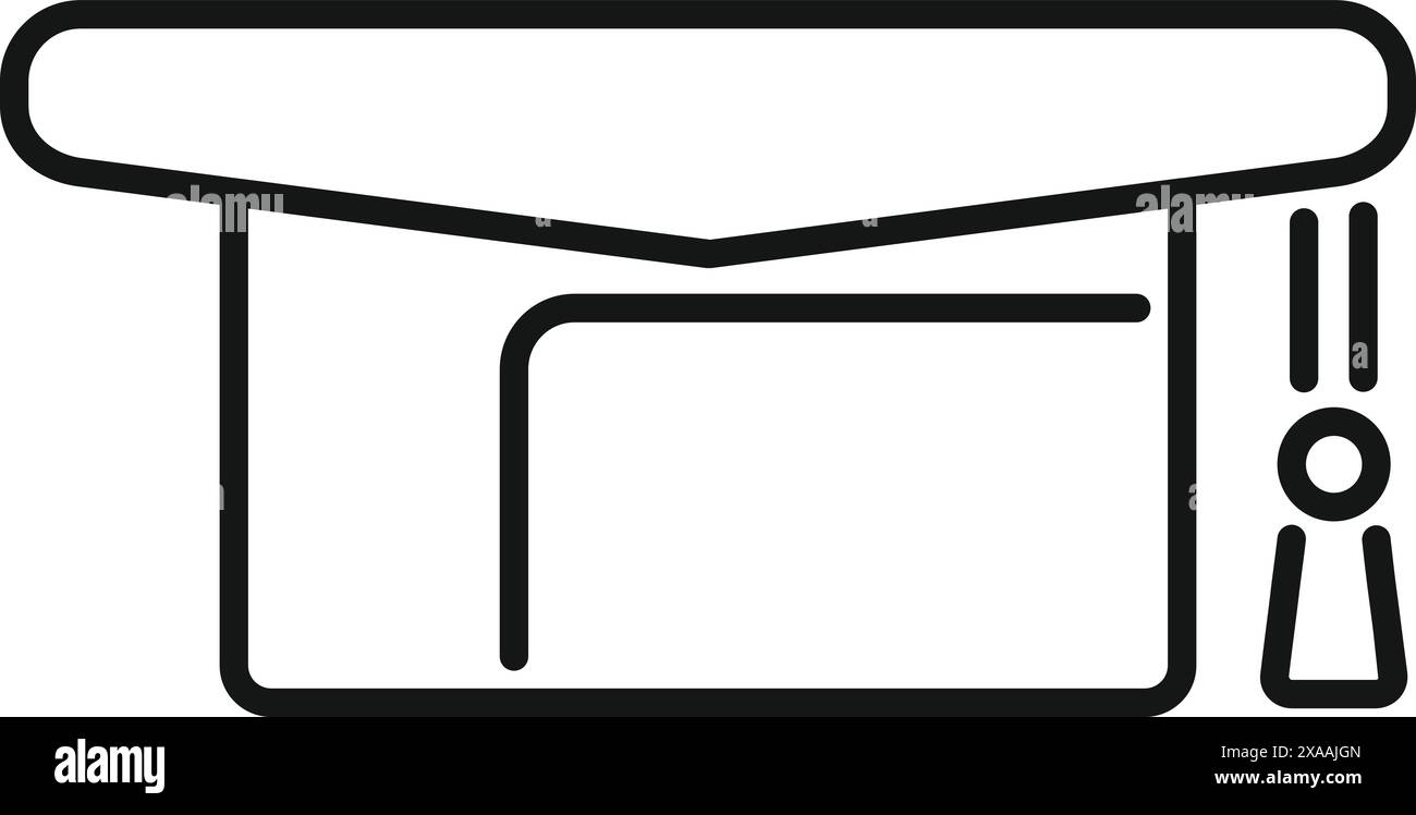 Simple line art illustration of a graduation cap with a tassel ...
