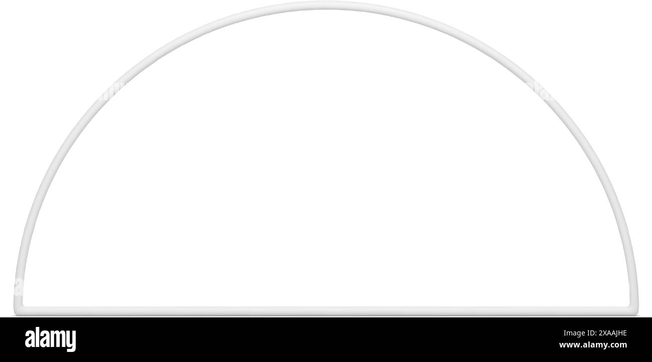 White Semicircle Protractor Glossy Geometric Frame Minimalist Basic Foundation 3d Element