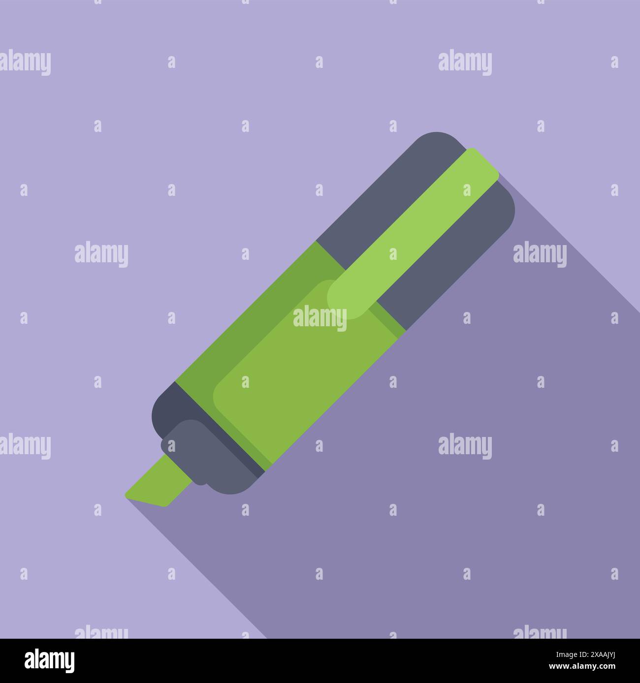 Vector illustration of a green highlighter pen in a modern flat design ...