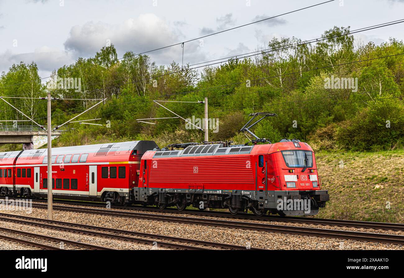 Hebertshausen, Germany, 10th Apr 2024: The Munich-Nuremberg Express ...