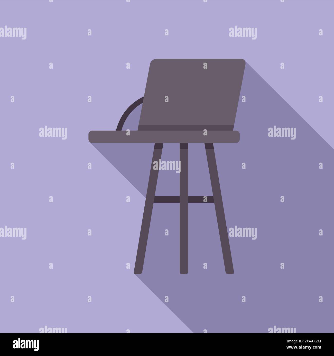 Flat design vector illustration of a chair casting a shadow on a purple ...