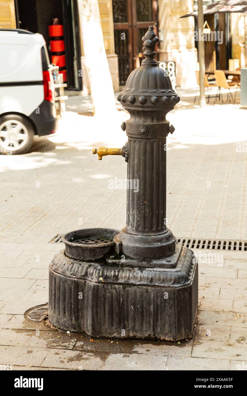 Save Vintage drinking water tap on the street of Girona, Barcelona ...