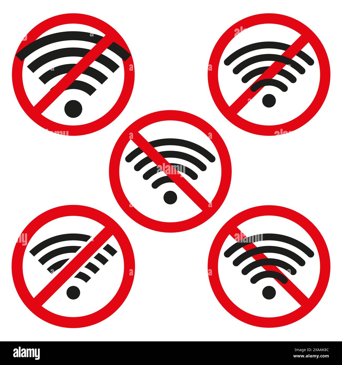 No Wi Fi signs. Red prohibition symbols. Vector illustration. Wireless ...