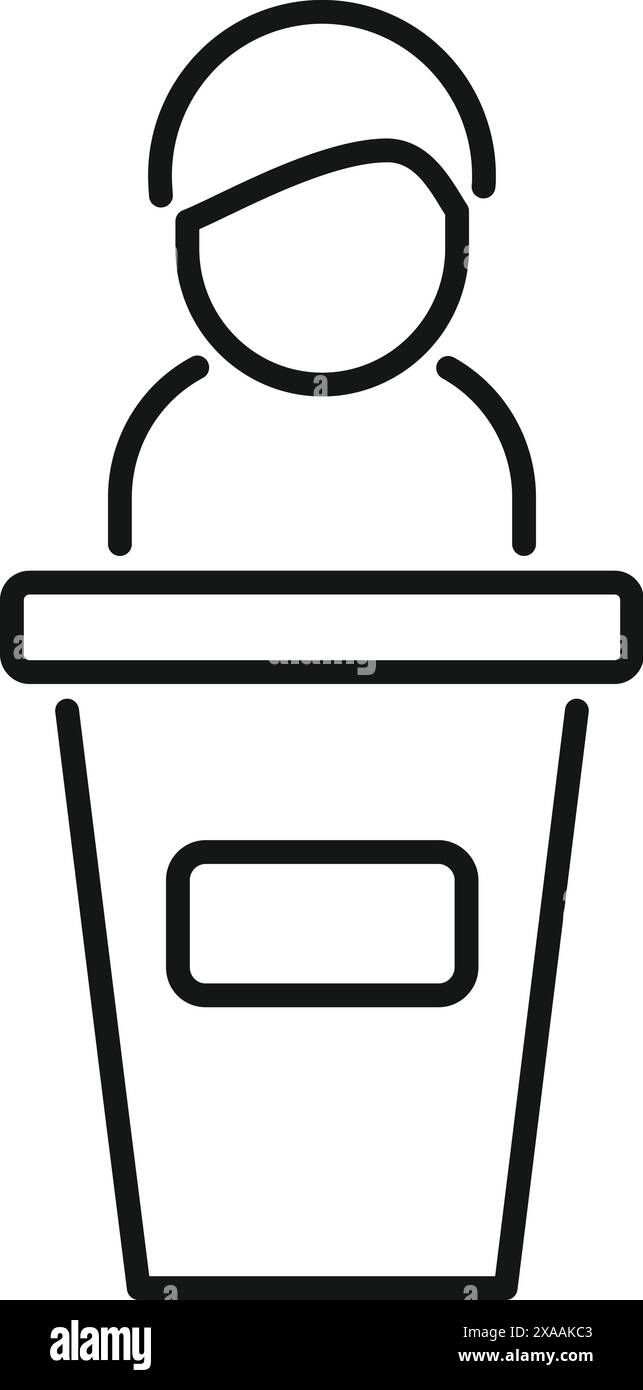 Simple linear icon depicting a person giving a speech at a podium Stock ...