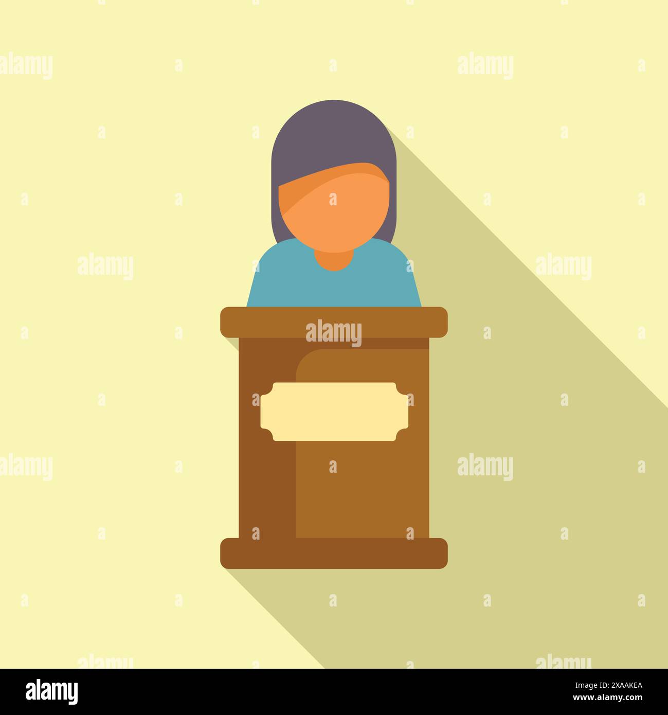 Simplified digital illustration of a person presenting at a podium ...