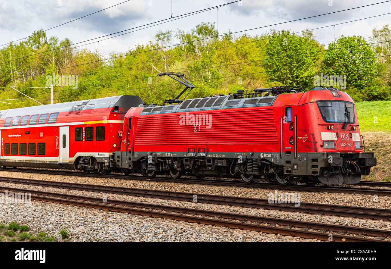 Hebertshausen, Germany, 10th Apr 2024: The Munich-Nuremberg Express ...