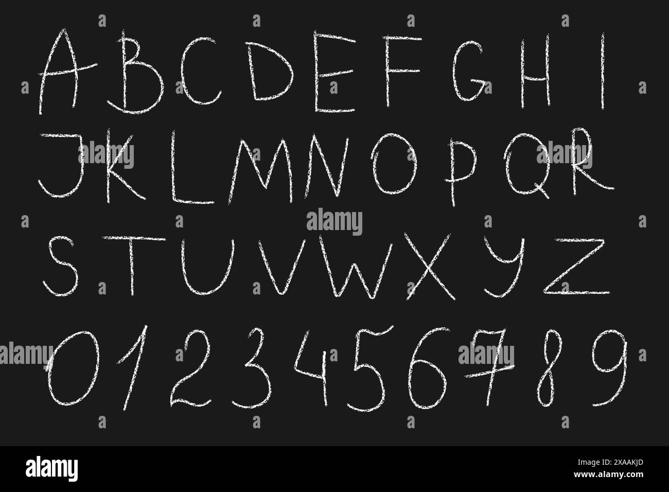 Drawings in charcoal, chalk or wax pencil on blackboard. Arrows, hand ...