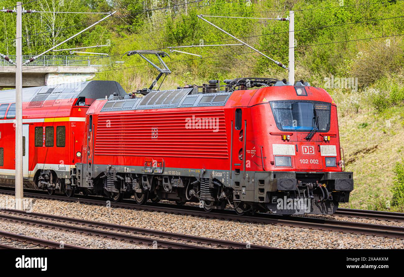 Hebertshausen, Germany, 10th Apr 2024: The Munich-Nuremberg Express ...