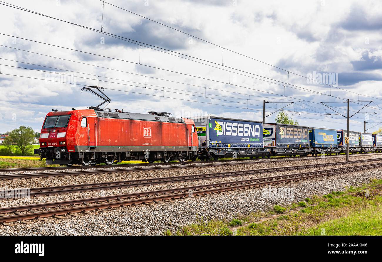 Hebertshausen, Germany, 10th Apr 2024: An electric locomotive of the ...