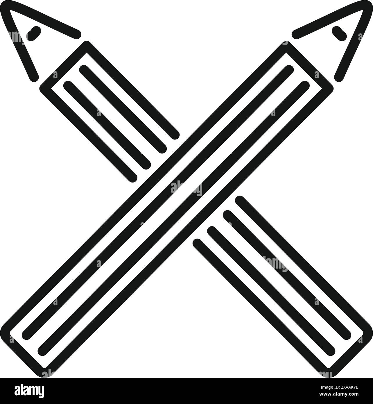 Simple and minimalistic crossed pencils line icon for education and ...