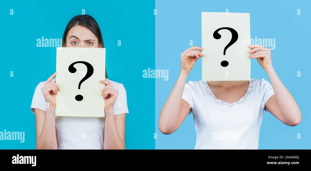 Question woman, symbol. Girl with question mark. Anonymous woman ...