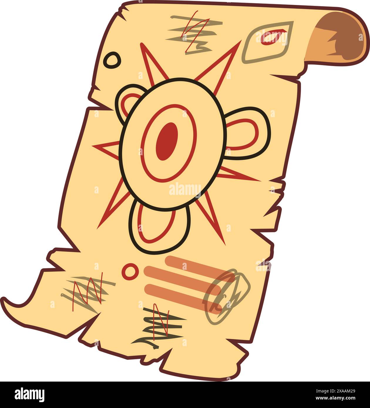 Discover the ancient cartoon treasure map scroll filled with mysterious ...