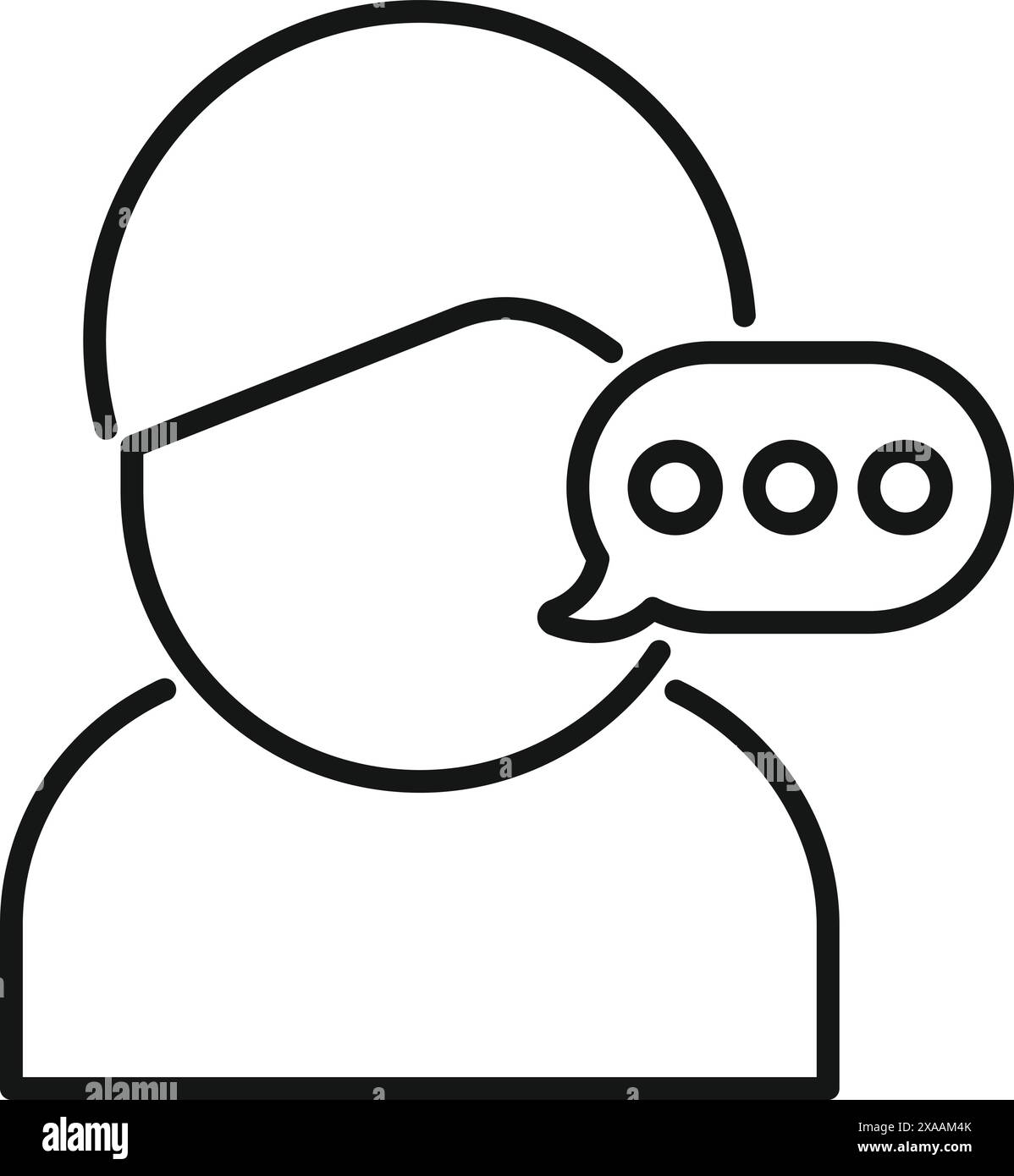 Linear icon depicting a person with a headset and speech bubble ...