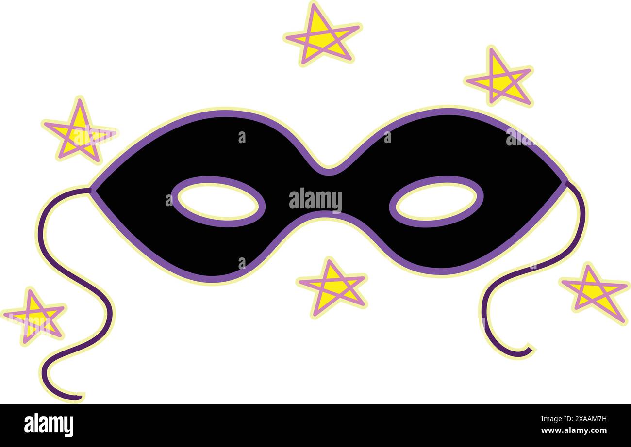 Festive and vibrant masquerade mask illustration with stars, sparkles ...