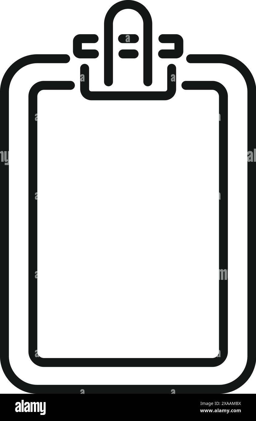 Minimalist vector illustration of an empty clipboard outline icon on a ...
