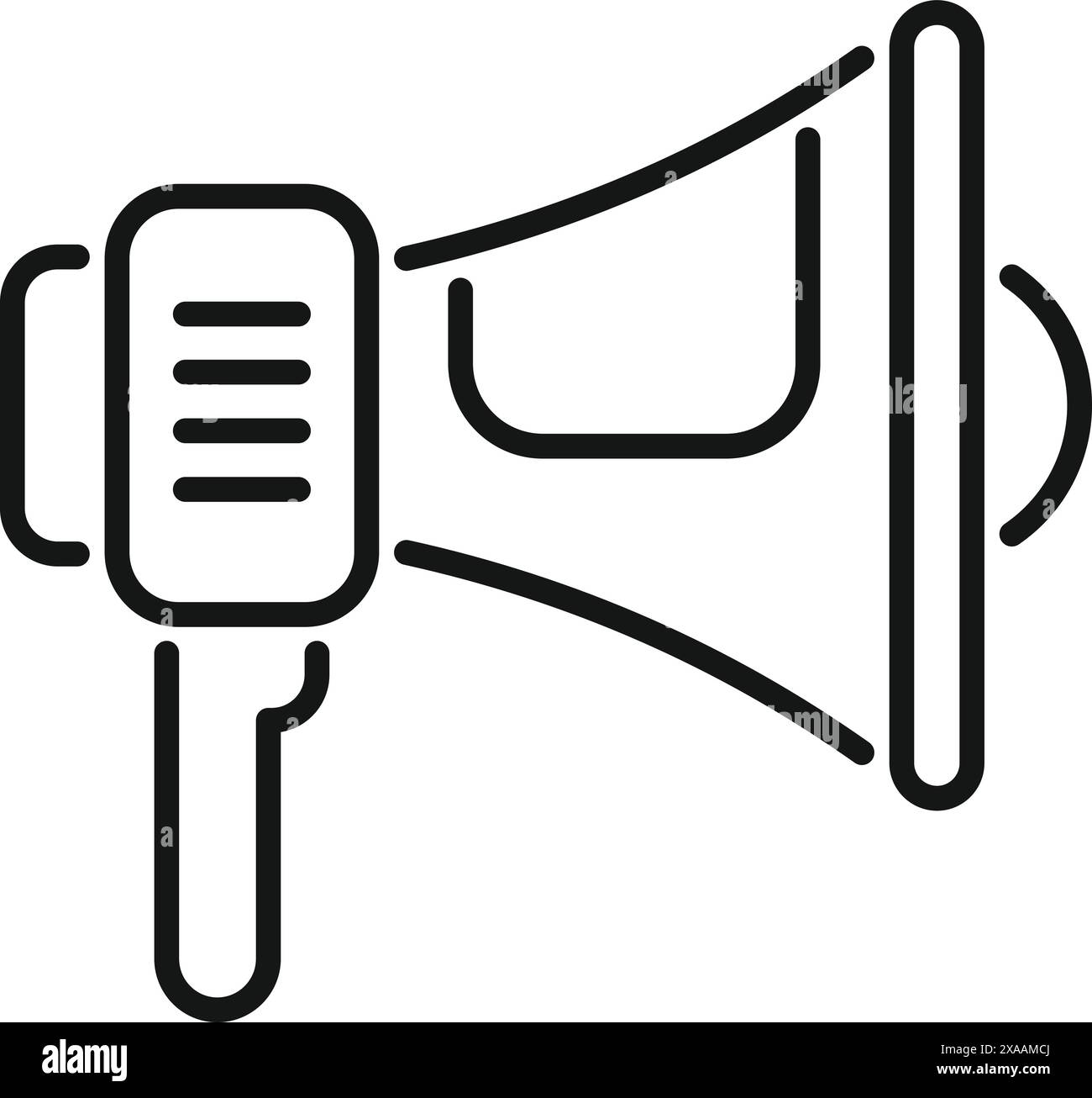 Black outline vector icon representing a megaphone with an attached ...
