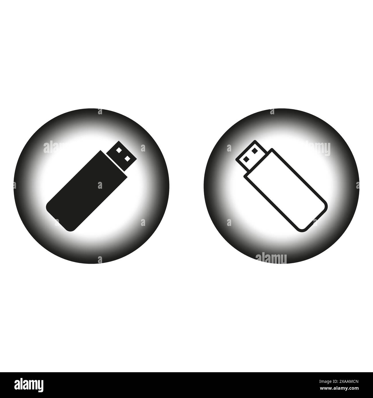 USB flash drive icons. Storage device symbols. Vector illustration ...