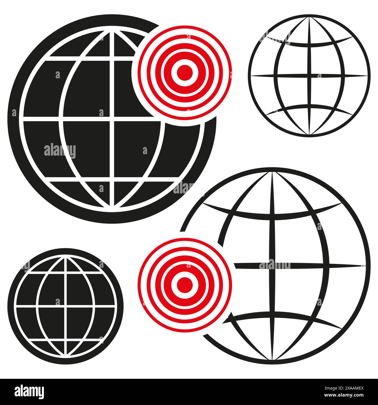 Global pain icons. World globe symbols. Pain indicators shown. Vector ...