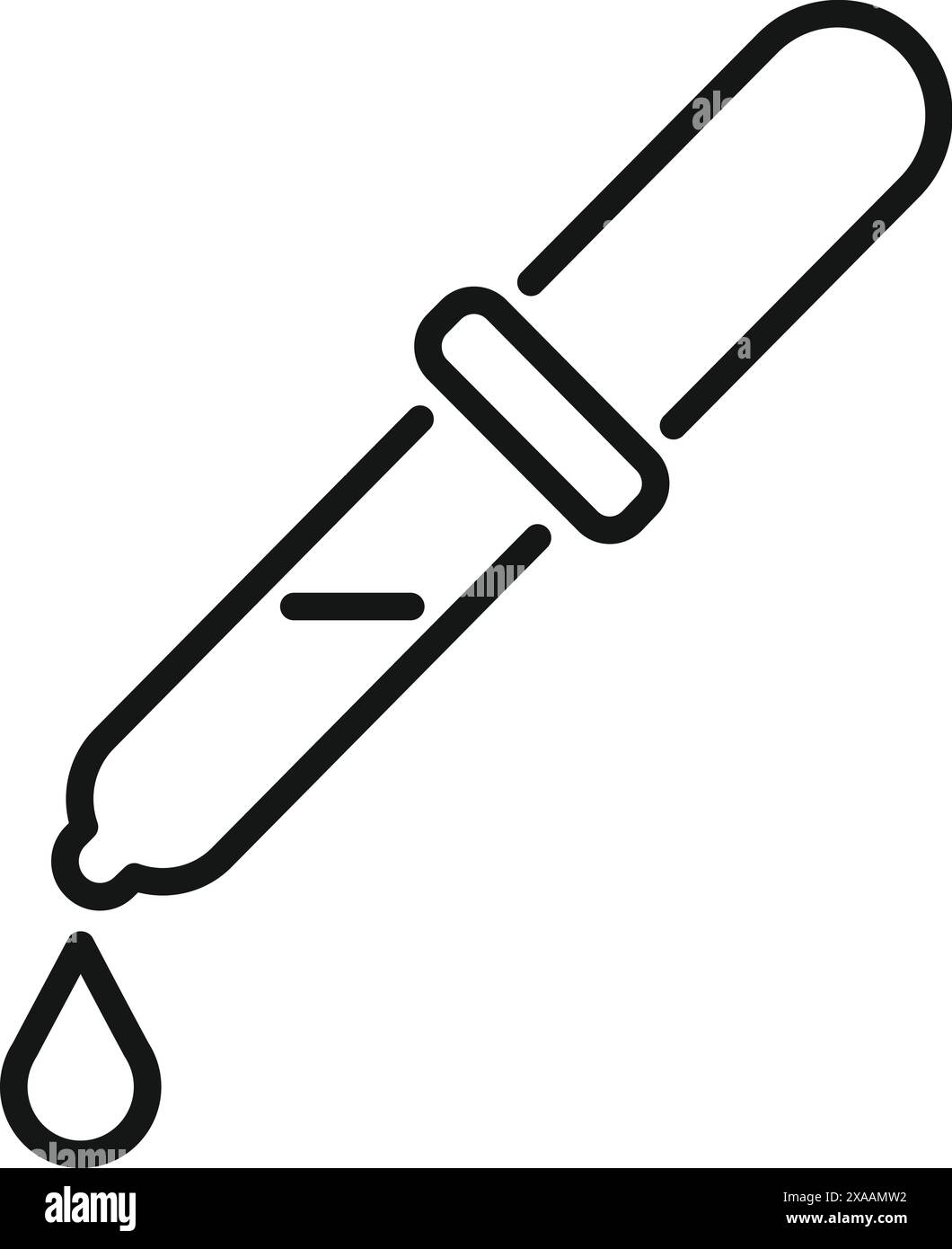 Minimalistic black and white dropper pipette line icon for medical and ...