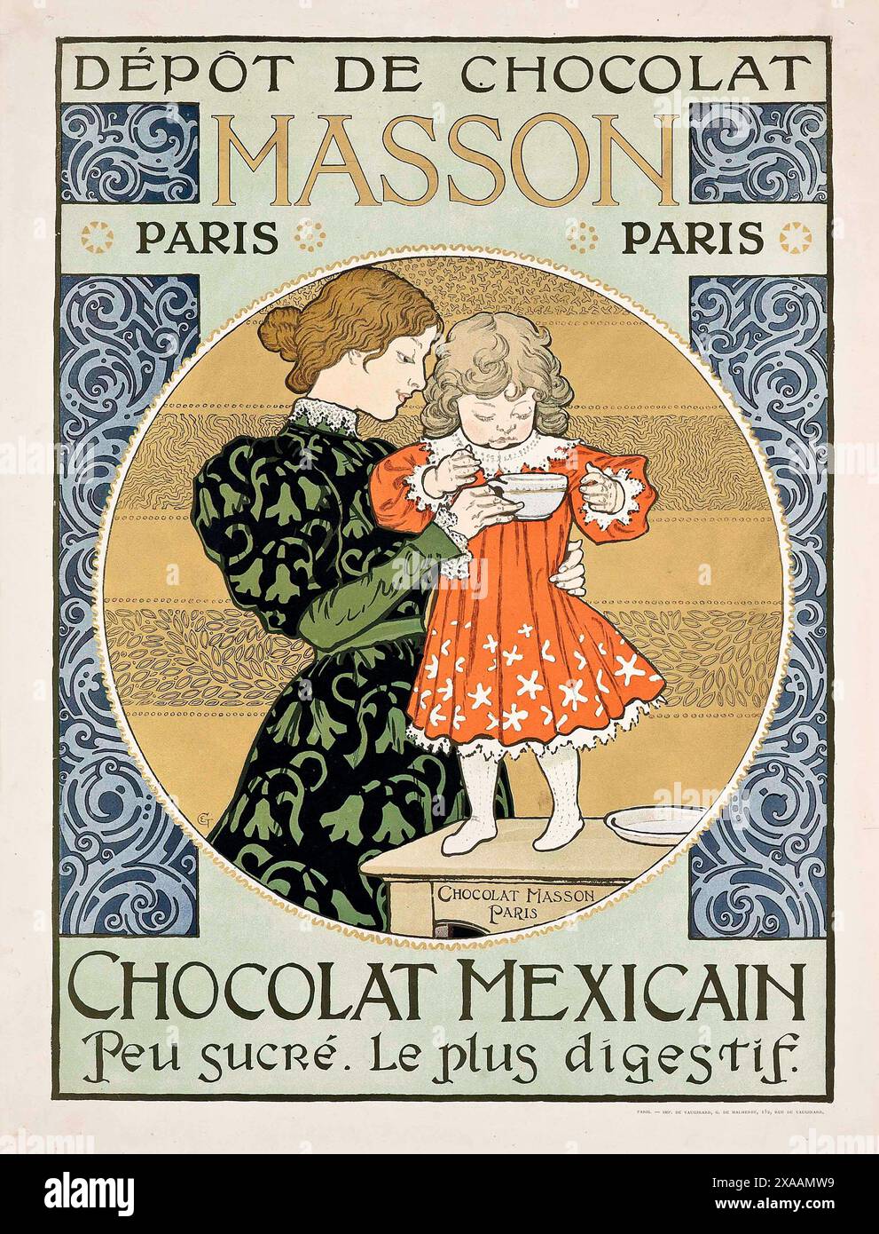 Advertising for Chocolat mexicain (Masson Paris). Vintage Art Nouveau ...