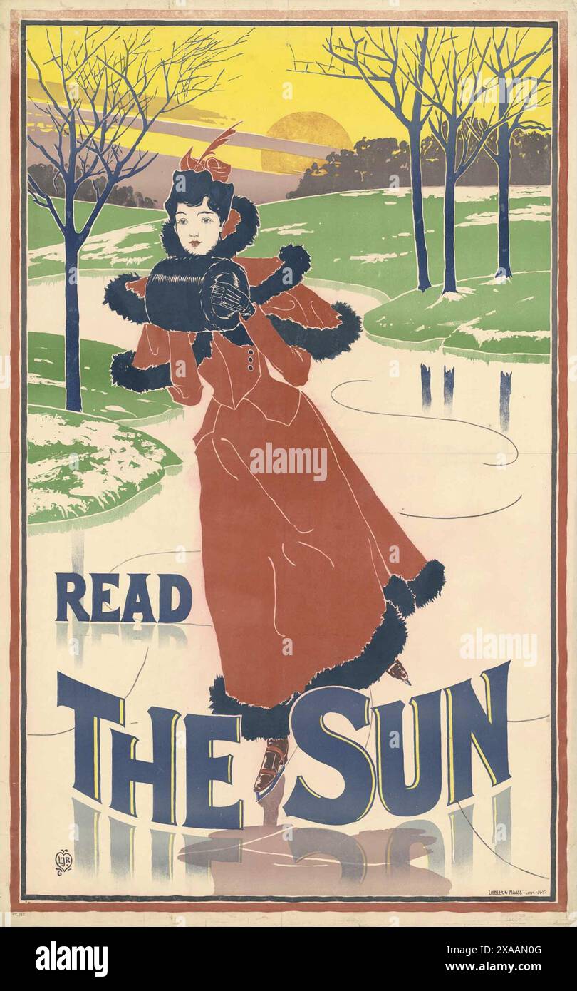 Advertising Poster: Read The Sun. The poster shows a lady ice skating ...