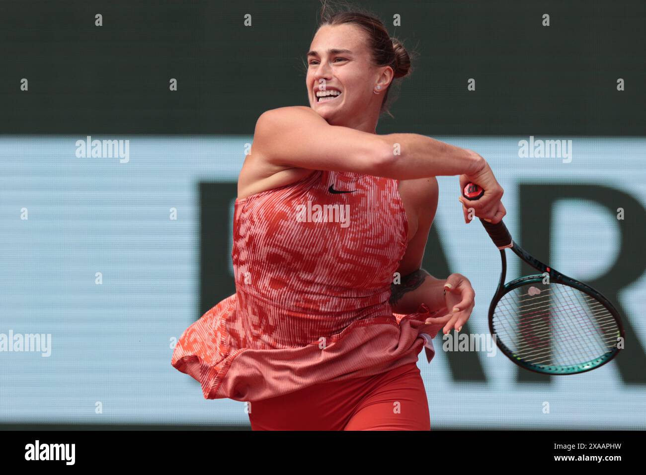 Roland Garros, Paris, France. 5th June, 2024. 2024 French Open Tennis tournament, Day 11; Aryna ...