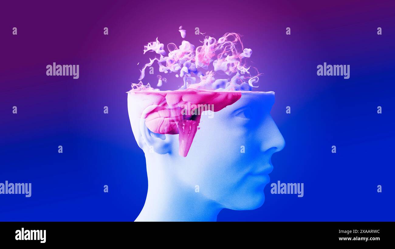 Face seen from the side. Memory lapses. Brain degenerative diseases ...