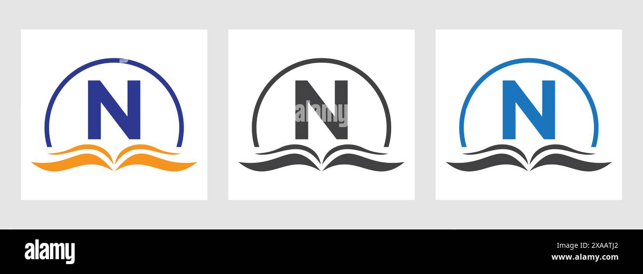 Letter N Education Logo Book Concept. Training Career Sign, University ...