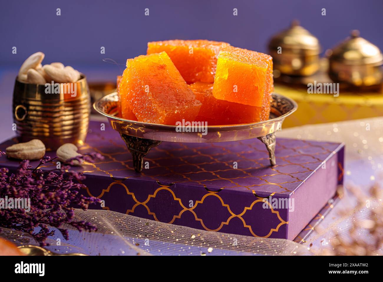Indian-Kerala sweet dish-Halwa or Halva ,arranged in a festive ...