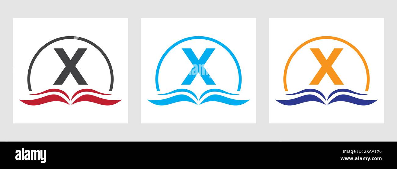 Letter X Education Logo Book Concept. Training Career Sign, University ...