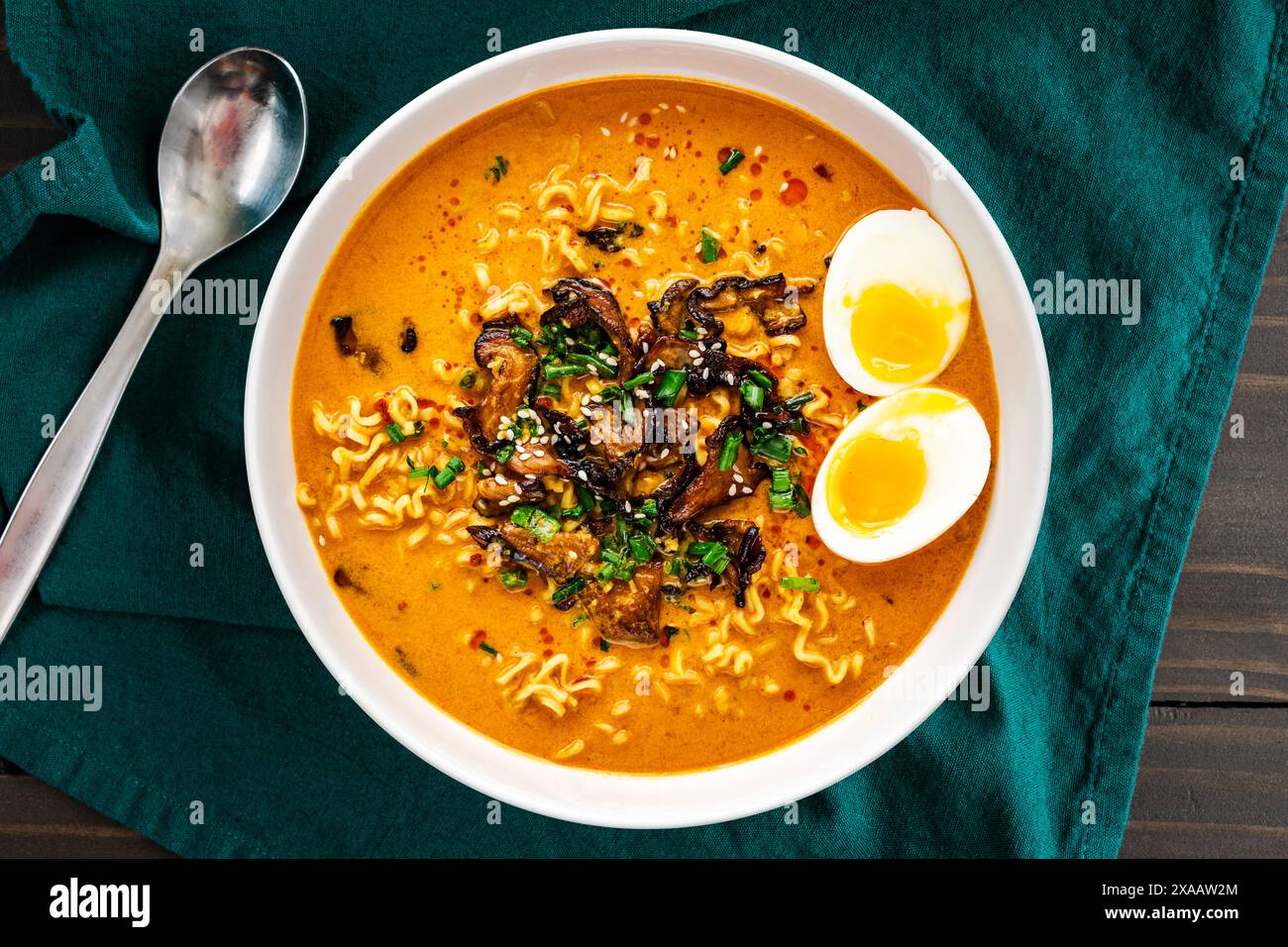 Coconut Curry Ramen with Soft Boiled Egg and Mushrooms: Thai-style ...