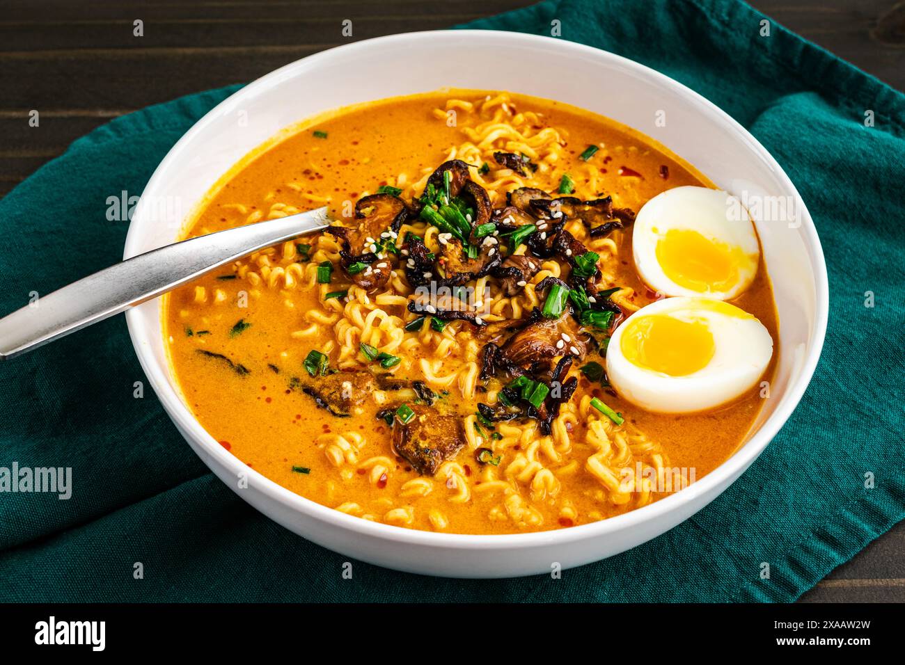Coconut Curry Ramen with Soft Boiled Egg and Mushrooms: Thai-style ...