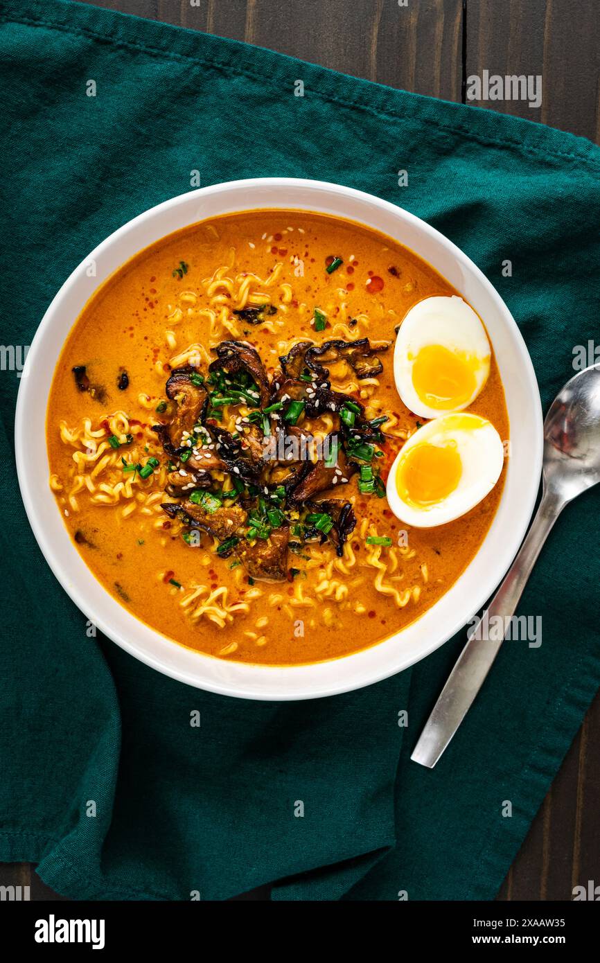 Coconut Curry Ramen with Soft Boiled Egg and Mushrooms: Thai-style ...